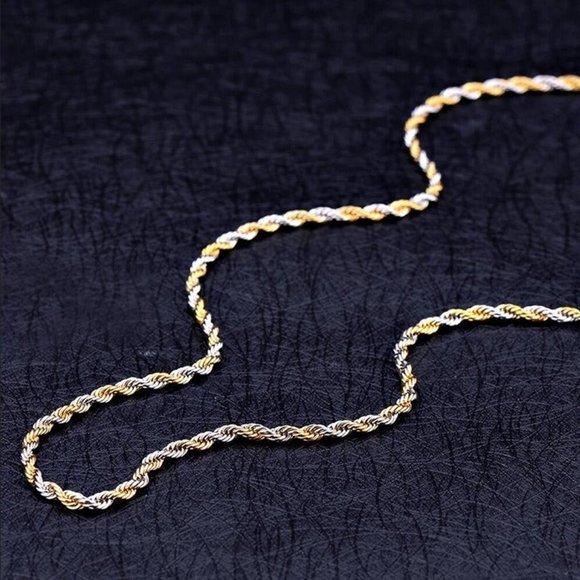 Accessories | 3 Mens 18k Gold Diamond Cut Rope Chain Necklace Two Tone ...